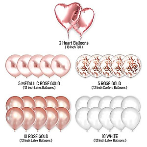 PartyForever 22nd Birthday Decorations for Women and Girls Rose Gold with Birthday Banner and Digit Balloons Including Text Balloon Letters Party Supplies for Her