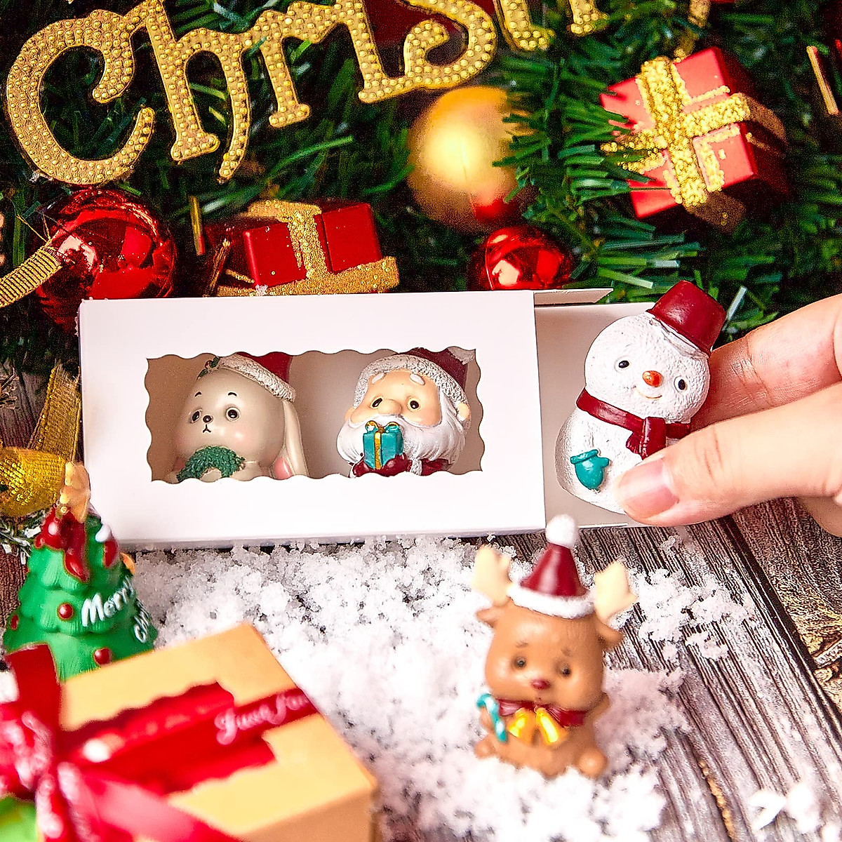 50 Pack Mini Cookie Boxes with Clear Window, 4.17 x 2.16 x 1.37 Inches White Kraft Paper Gift Boxes Bakery Boxes for 2 Macaron Treats Pastry