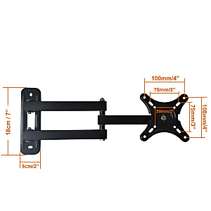 Henxlco TV Wall Mount Articulating LCD Monitor Bracket Full Motion 15 inch Extension Arm Rotation Tilt Swivel for Most 13 to 27 inch LED TV Flat Panel Screen with VESA 100x100, 75x75mm