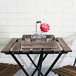 Adeco Rustic Wood Serving Trays Set | Nesting Wooden Tray with Black Sleek Metal Handles | Vintage Wood Platters for Kitchen, Dining Room, Living Room| Large:18.9X2.6X14.2” - Small:15.7X2.6X11.8”