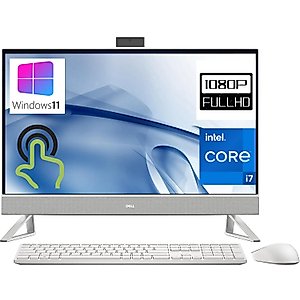 Dell 2023 Inspiron 27 7710 AIO 27" Touchscreen FHD All-in-One Desktop Computer, 12th Gen Intel 10-Core i7-1255U, 64GB DDR4 RAM, 2TB PCIe SSD + 2TB SSD, WiFi 6E, Bluetooth 5.2, White, Windows 11