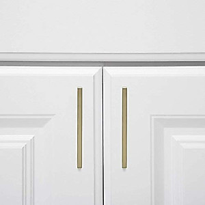 Amazon Basics Modern Square Cabinet Pull Handle, 5.39-inch Length (5-inch Hole Center), Golden Champagne, 10-pack