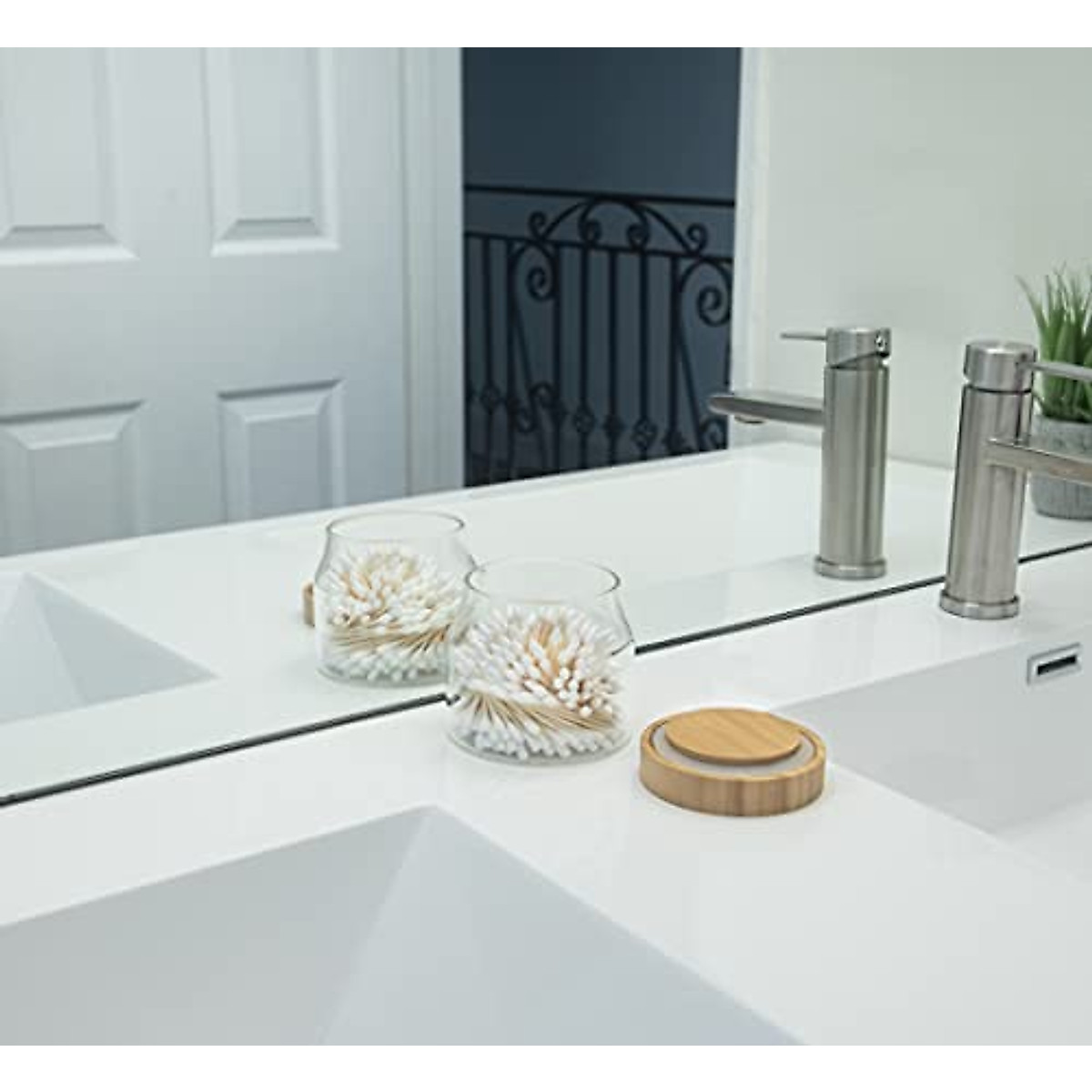 Evriholder Glass Container Cotton Swab Canister, White