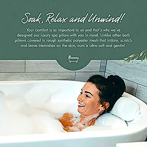 Ultra-Soft Bathtub Pillow with 6 Non-Slip Suction Cups, Bath Pillows for Tub, Extra Thick, Convenient, Quick-Dry 2-Panel Tub Pillow Bath Cushion for Head, Neck, Back, and Shoulder Support - Haven Houz