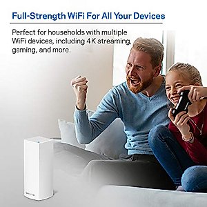 Linksys WHW0301 Velop Intelligent Mesh WiFi System: AC2200 Tri-Band Wi-Fi Router, Wireless Network for Full-Speed Home Coverage (White, 1-Pack)