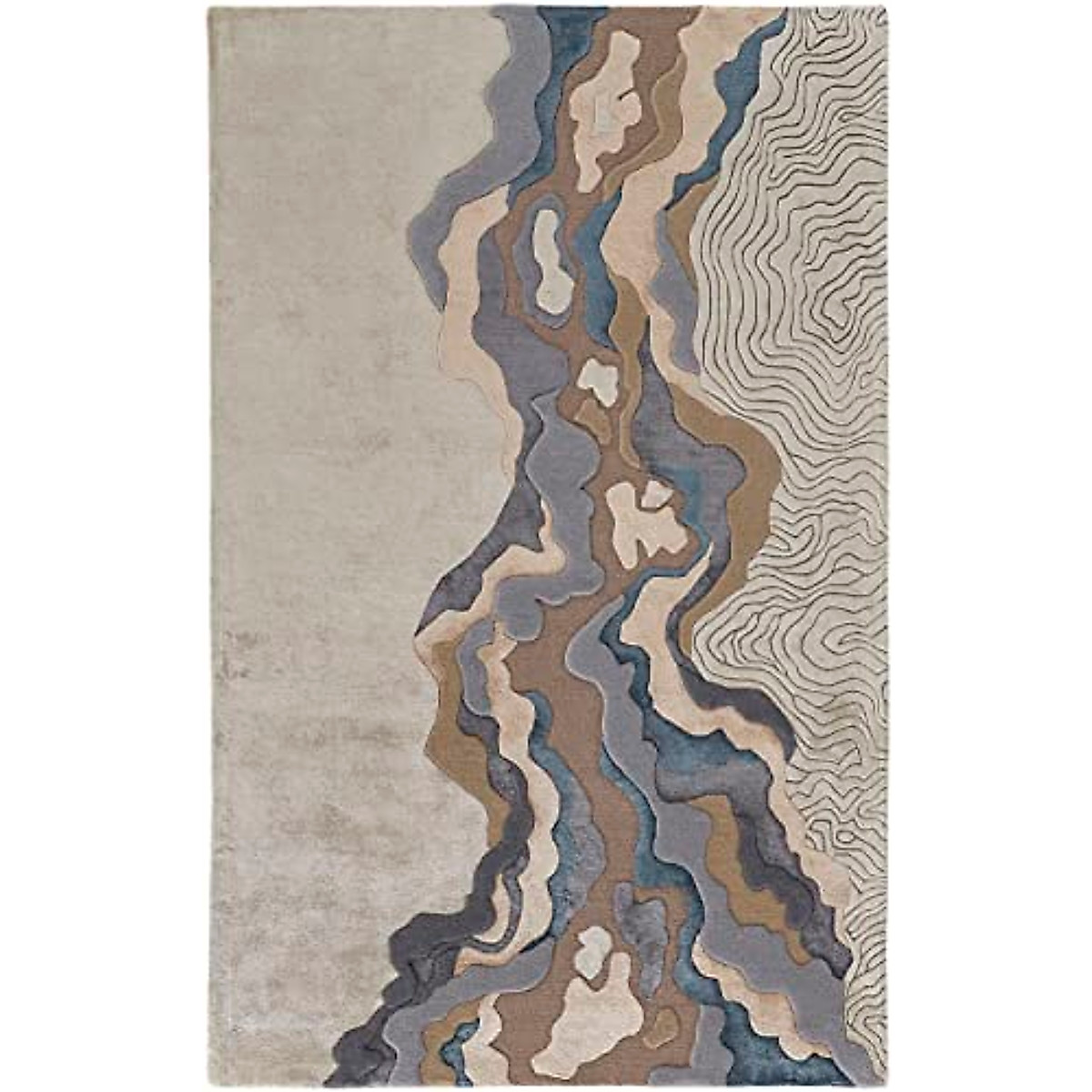 Feizy Serrano Modern Viscose Rug, Beige/Blue, 8' x 10' Area Rug