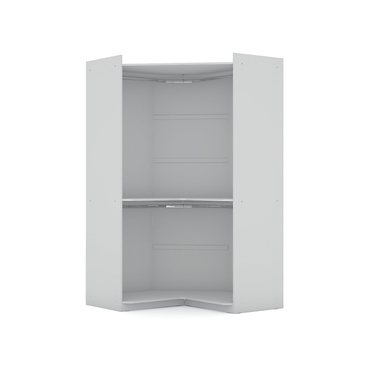 Manhattan Comfort Rockefeller Ultra Modern Open Corner Bedroom Closet with 2 Hanging Rods, 65.91", White