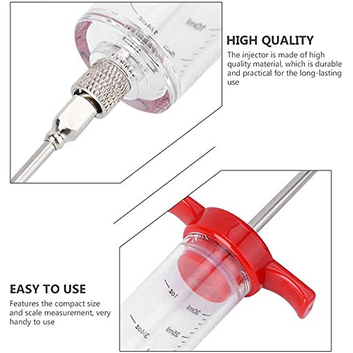 Meat Injector, Plastic Marinade Turkey Injector with 1-oz Capacity 2pcs stainless steel needles by DIMESHY