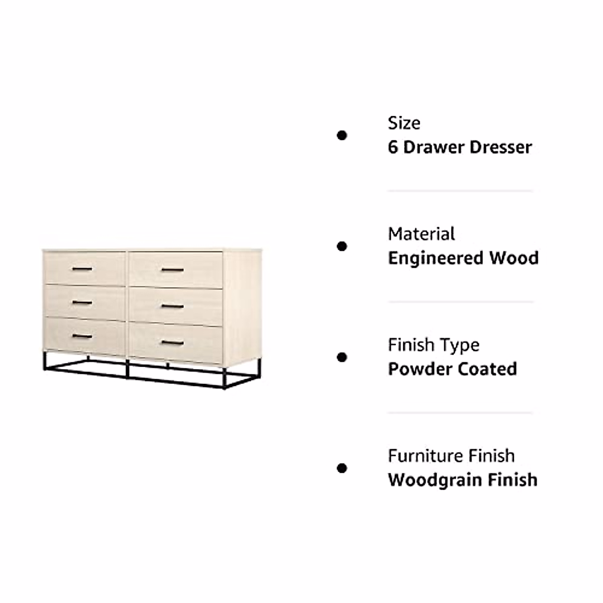 Novogratz Kelly 6 Drawer, Ivory Oak Dresser