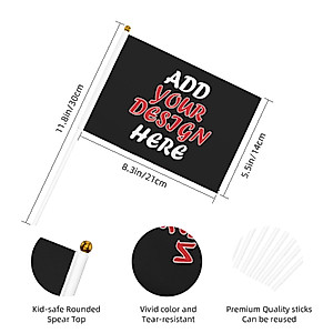 Custom Mini Flag on Stick Make Your Own Flags Personalized Photo Image Text Logo Hand Held Small Banners Double Sided Customize Flags 5.5"x8.2" Gifts for Indoor Outdoor Room Decoration 10pcs