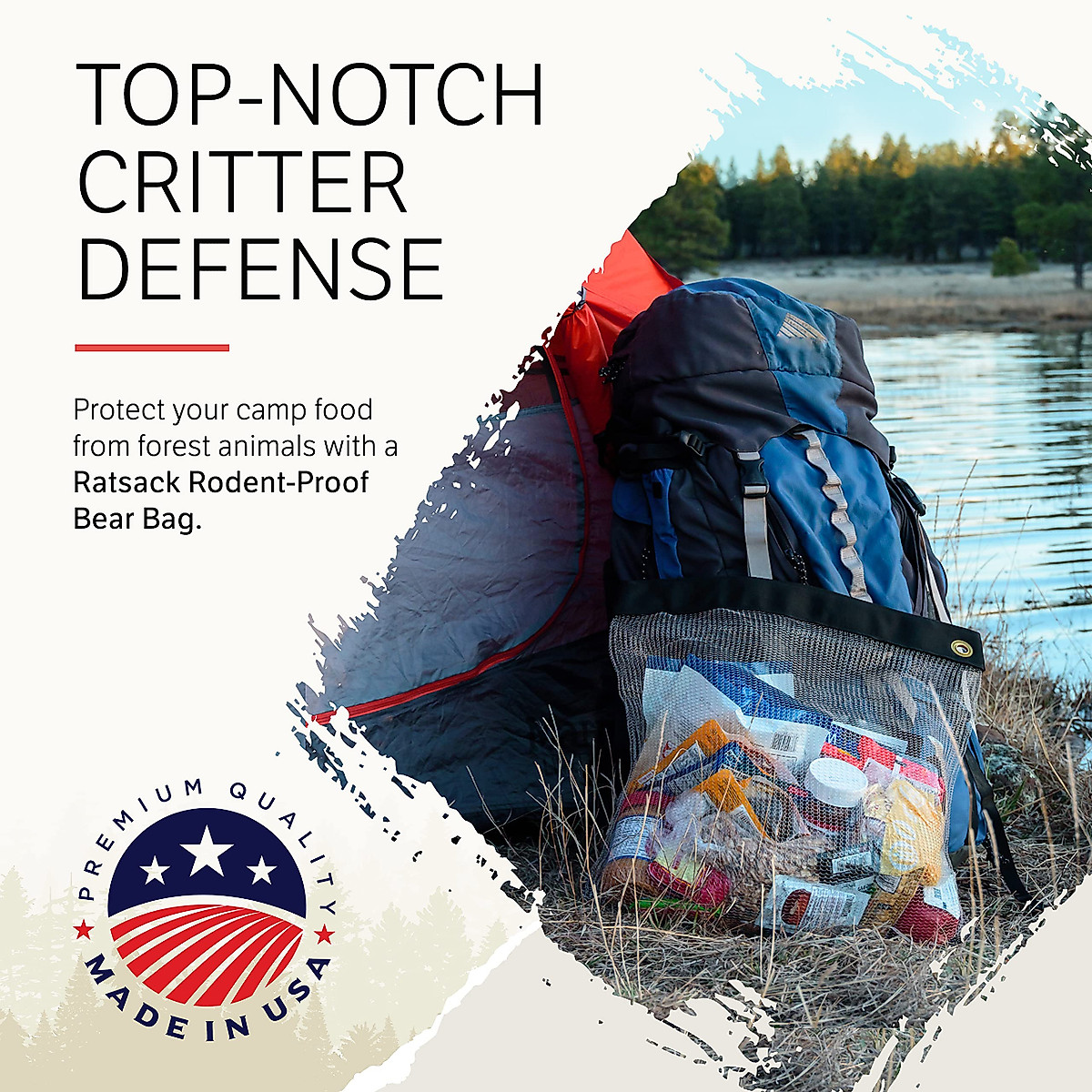 Ratsack Rodent Proof Bear Bags Medium Size - Ultralight Stainless Steel Mesh Bag for Camping Food Storage - Sturdy and Rust-Resistant Sack with Lock and Grommet For Easy Hanging - Made in USA… (Large)