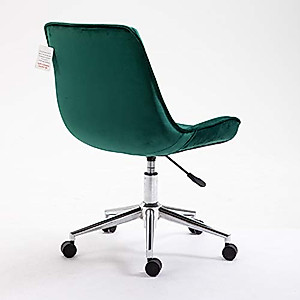 Cherry Tree Furniture Cala Pine Green Colour Velvet Fabric Desk Chair Swivel Chair with Chrome Base