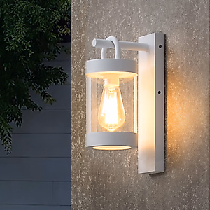 Outdoor Wall Light Dusk to Dawn White E26 Wall Mount Lights with Photocell for Porch Front Door Garage Garden IP44 Waterproof Max 28W