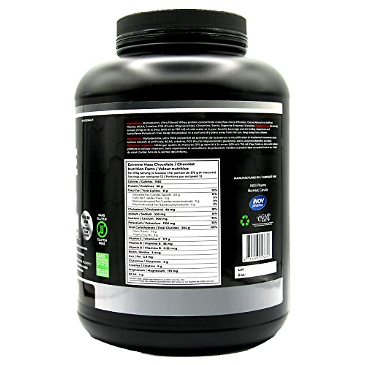 Extreme Mass Chocolate Weight Gainer, Muscle Builder, 10 lbs (4.54kg) Less Sugar for Intense Workout Training, high Calorie Fortified whey Protein