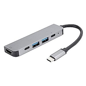 5 in to 1 USB Hub, Portable TypeC Hub to for HDMI+USB+PD Adapter Dock 4K High Definition Adapter Plug and Play