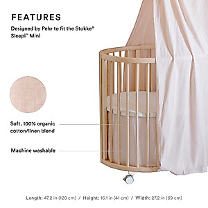 Stokke Sleepi Mini Bed Skirt by Pehr, Blush - Compatible with Stokke Sleepi Mini - Available in Numerous Colors - Machine Washable, Soft Organic Cotton