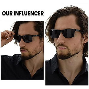 DUCO Square Polarized Sunglasses for Men LightWeight Carbon Fiber UV400 Protection Sun Glasses 8206