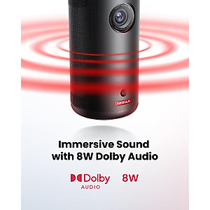 Anker NEBULA Capsule, Smart Wi-Fi Mini Projector, 100 ANSI Lumen Portable Projector, 360° Speaker, Movie Projector, 100 Inch Picture, 4Hr Video Playtime for Inside and Outside, Watch Anywhere