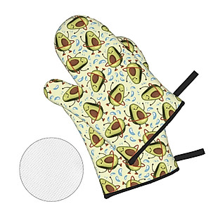 Avocado Oven Mitts and Pot Holders Heat Resistant 4 Pcs Sets Waterproof Non-Slip for BBQ Cooking Baking Grilling