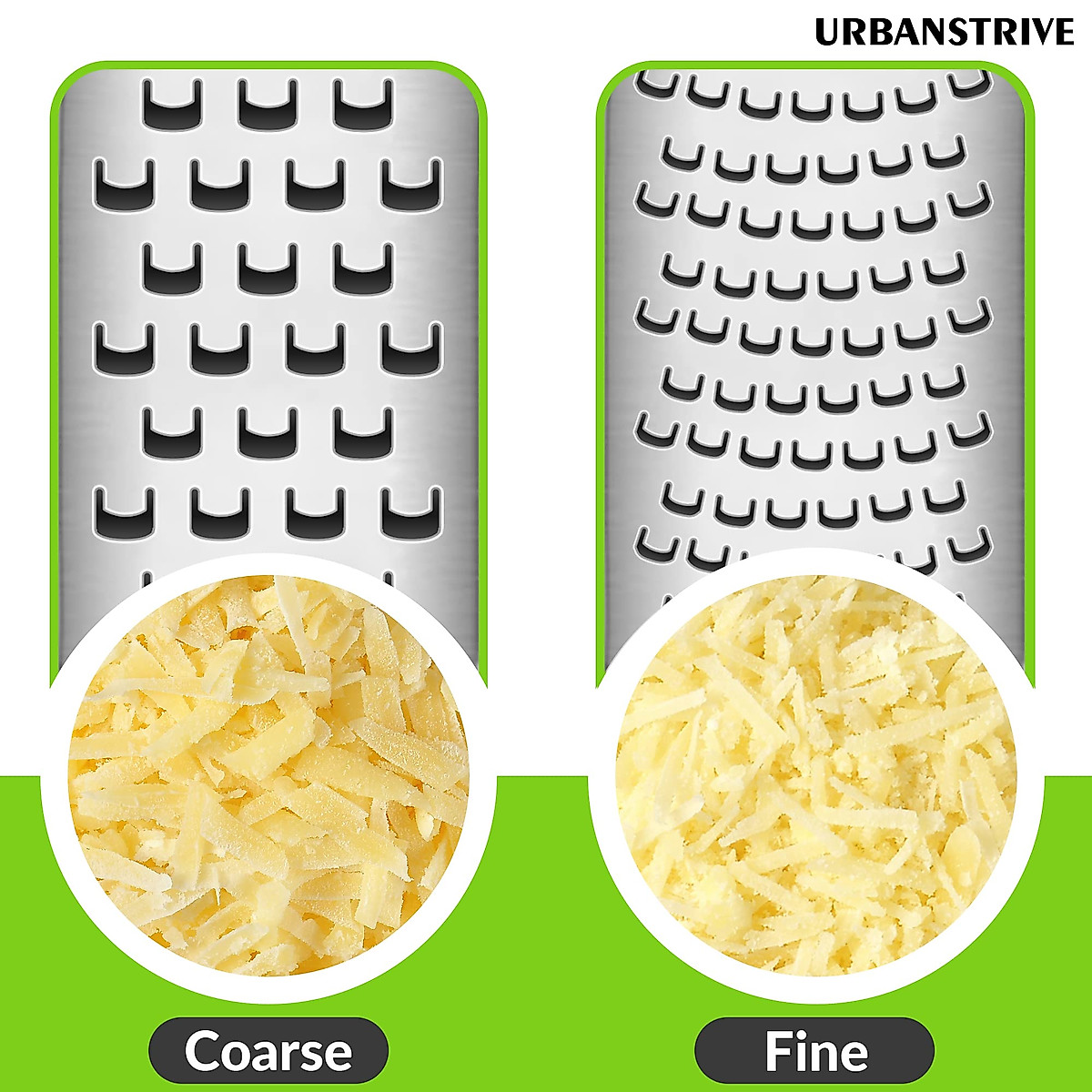 Urbanstrive Cheese Grater With Handle, Lemon Zester Graters for Kitchen Stainless Steel, Hand Grater for Ginger Garlic Nutmeg Chocolate Fruits Vegetables, Sharp, Non-Slip Handle & Foot, Black