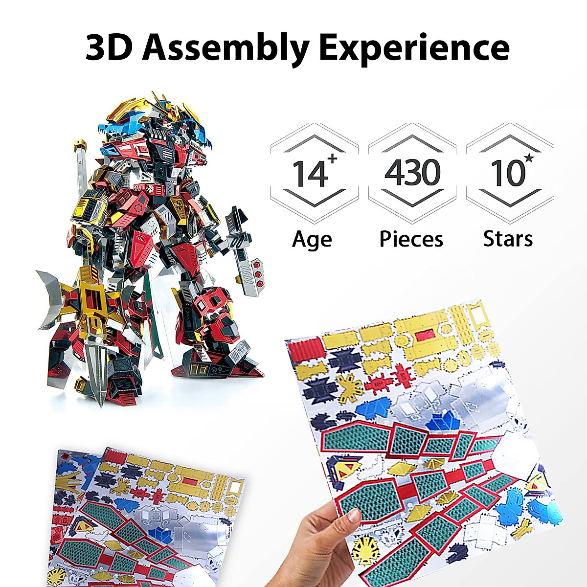 Microworld 3D Metal Model Kits, Lyu Bu 3D Metal Puzzle Mechanical Soldier Figure Warrior, Challenge Metal Earth Model Kits Jigsaw Brain Teaser DIY Art Craft Puzzles for Adults Men Boys
