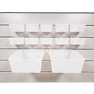 CrownWall Storage Bins Designed for Slatwall, Plastic Bin kit - 12 Pack