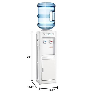 Water Cooler Dispenser 5 Gallon, Water Dispenser Hot & Cold Top-Loading Water Cooler for 5 Gallon Bottle with Child Safety Lock Removable Drip Tray & Storage Cabinet for Home Office