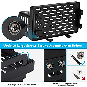 1Easylife UPGRADED Sink Caddy Sink Sponge Holder Brush Soap Dishcloth Holder with Drain Pan Stainless Steel Caddy Organizer for Kitchen, Freestanding or Wall-Mounted (Black)