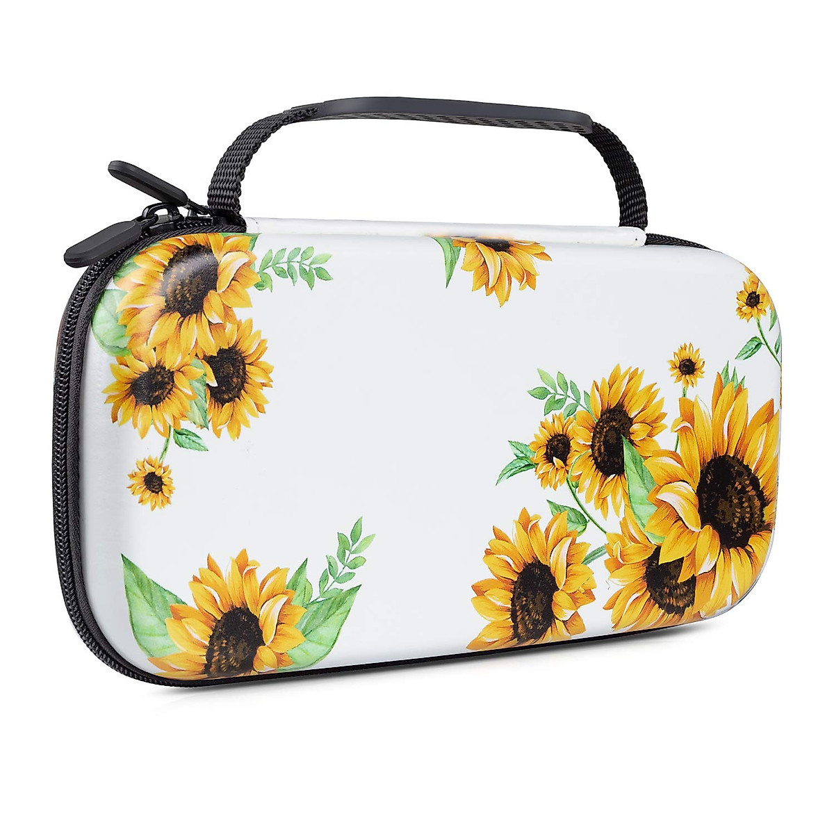 Lokigo Carry Case Compatible for Nintendo Switch/Switch OLED, Protective Travel Switch Carrying Case for Boys Girls with 16 Game Card Slots for Console & Accessories, Sunflower