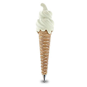 Planet Pens Vanilla Ice Cream Cone Cold Sweet Desserts Resin Writing Ballpoint Pen Unique Black Inked Cute Writing Tool Collection 5 Inch Foodies Novelty Party Giveaways