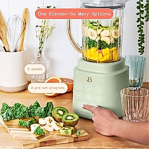Beautiful PowerExact Blender System, 700W, 50oz Tritan Jar, 20oz Single-Serve Cup (Sage Green) by Drew Barrymore