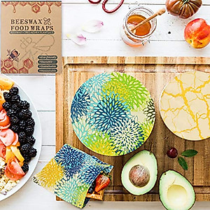 Reusable Beeswax Wrap Bees wax Food Storage Wraps – 6 Packs Eco Friendly Cotton Wrapping（Green）