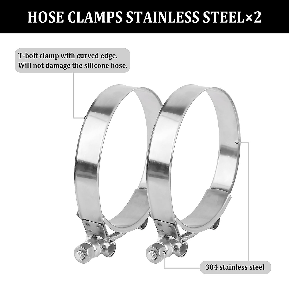 4"ID Turbo Hose with Hose Clamps Stainless Steel,Durable 4-ply Silicone Pipe Fit for Turbo Intercooler Pipe Intake Piping of Most Car Truck SUV,Must Have Car Accessories