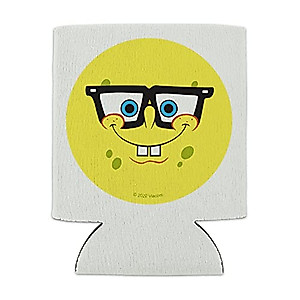 SpongeBob Nerd Face Can Cooler - Drink Sleeve Hugger Collapsible Insulator - Beverage Insulated Holder