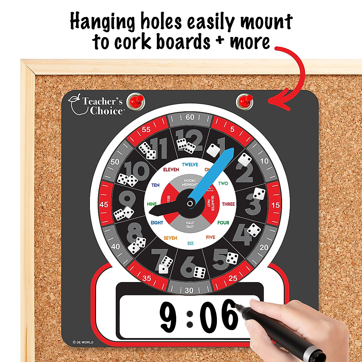 Teacher's Choice Teaching Clocks (Gray, Large)