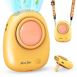 Veeool Kids Neck Fan, Portable Fan for Kids Women, 2000mAh Safe Bladeless Fan Hanging Waist Fan with Adjustable Lanyard, Personal Fan Gifts for Kids, 3 Speeds, Lightweight, Compact, Hands Free