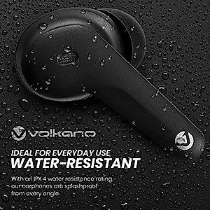 Volkano Ore Series Bluetooth Wireless Earbuds with Swivel Charging Case, Wireless Earphones Long Battery Life, Noise Cancelling Technology, Bluetooth Earbuds for Sports and Workout - (Black)