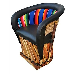 Forniture Traditional Mexican Equipal Chair Black Color Zarape Handmade, Artisan in Mexico Equipales San José Original Skin Ideal for your Home, Bar, Restaurant, Office, Hotel