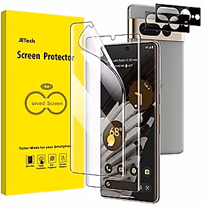 JETech Screen Protector for Google Pixel 7 Pro with Camera Lens Protector, Flexible TPU Film, Fingerprint ID Compatible, HD Clear, Easy Install, 2-Pack Each