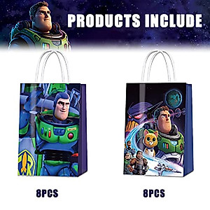 VDESFUEBY 16 Pack Buzz Lightyear Party Gift Bag Birthday Gift Bag Snack Goodies Bag Kids Party Supplies