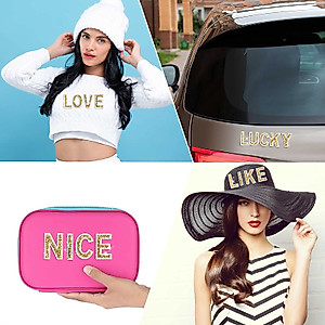 37 Pieces Rhinestone Letter Stickers Large Glitter Alphabet Stickers Number Crystal Self Adhesive Stickers Iron on Letters for Clothing Art Crafts DIY Decors (Gold, White)