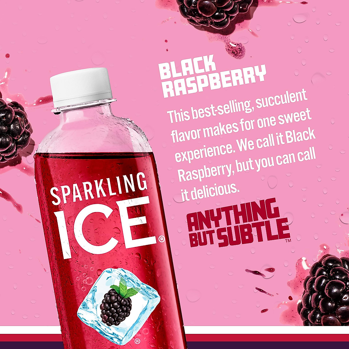 Sparkling ICE, Black Raspberry Sparkling Water, Zero Sugar Flavored Water, with Vitamins and Antioxidants, Low Calorie Beverage, 17 fl oz Bottles (Pack of 12)