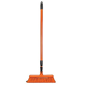 Tiger Jaw TJB Sweeper Raker Tool is a Multipurpose Adjustable Handle All-in-One Broom and Rake Designed with 11.5 inches Wide of Curved bristles to Push Like a Push Broom or Pull Like a rake