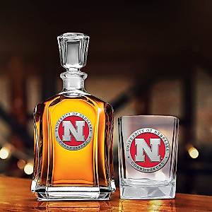 Heritage Pewter Nebraska Square Shot Glass | Hand-Sculpted 1.5 Ounce Shot Glass | Intricately Crafted Metal Pewter Alma Mater Inlay