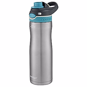 Contigo AUTOSPOUT Chug Chill Vacuum-Insulated Stainless Steel Water Bottle, 20 oz., Scuba Lid, SS/Scuba