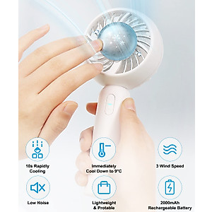 HELEBES 2022 Newly Portable Handheld Cooling Fan with Cold Compresses, USB Rechargeable Battery Handheld Fan Mini Fan, Birthday Gift for Kids Girls Women, Small Personal Pocket Fan for Travel Outdoor