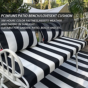 Pcinfuns Outdoor Bench Cushions,54 x 18 x 3 Inch Patio Furniture Water-Resistant Chair Cushion,Loveseat Garden Sofa Settee Couch Swing Pads with Handle and Adjustable Straps,Black White