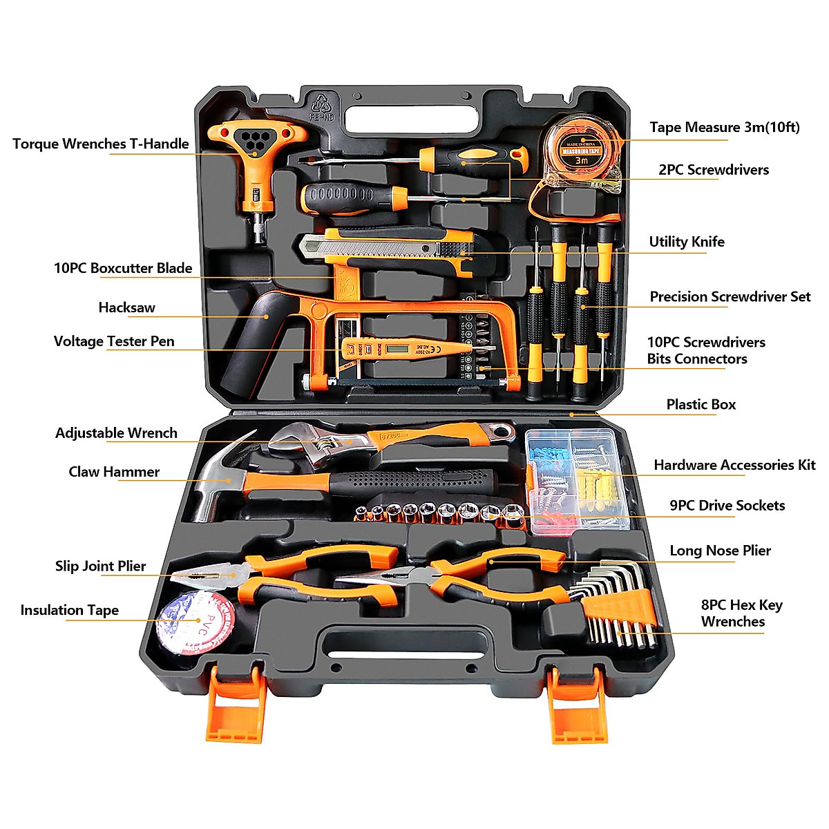 tool kit box set 95pc,Small cordless with power drill bit,Car Tools kit or Portable Case,Thanksgiving Day Travel electric drill ToolKit，Handyman Repair for home Men/Women tools Gifts