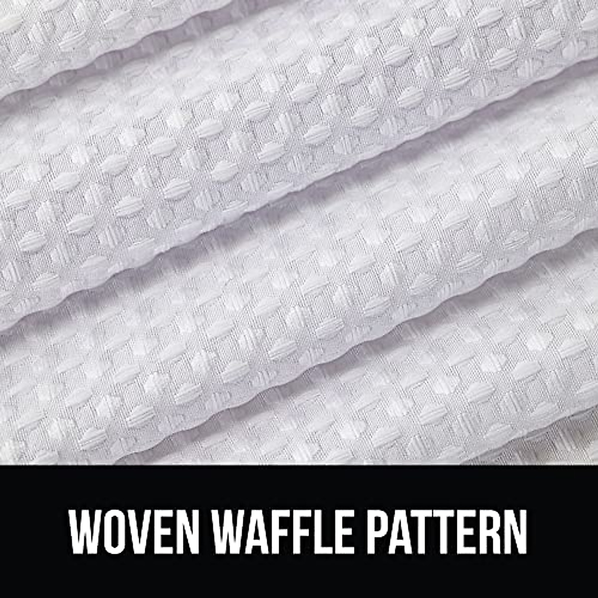 Gorilla Grip Waffle Shower Curtain, Thick Weighted Fabric, Wrinkle and Rust Resistant, Classic Hotel Quality Design, Heavy Duty Long Curtains for Bathroom Showers, Bath Tubs, Machine Wash, 72x72 White