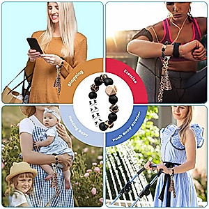 PAKASEBOXES Bracelet Wristlet Keychain with Lanyard for Keys, Silicone Beaded Key Ring for Women, Mother's day Christmas Gift